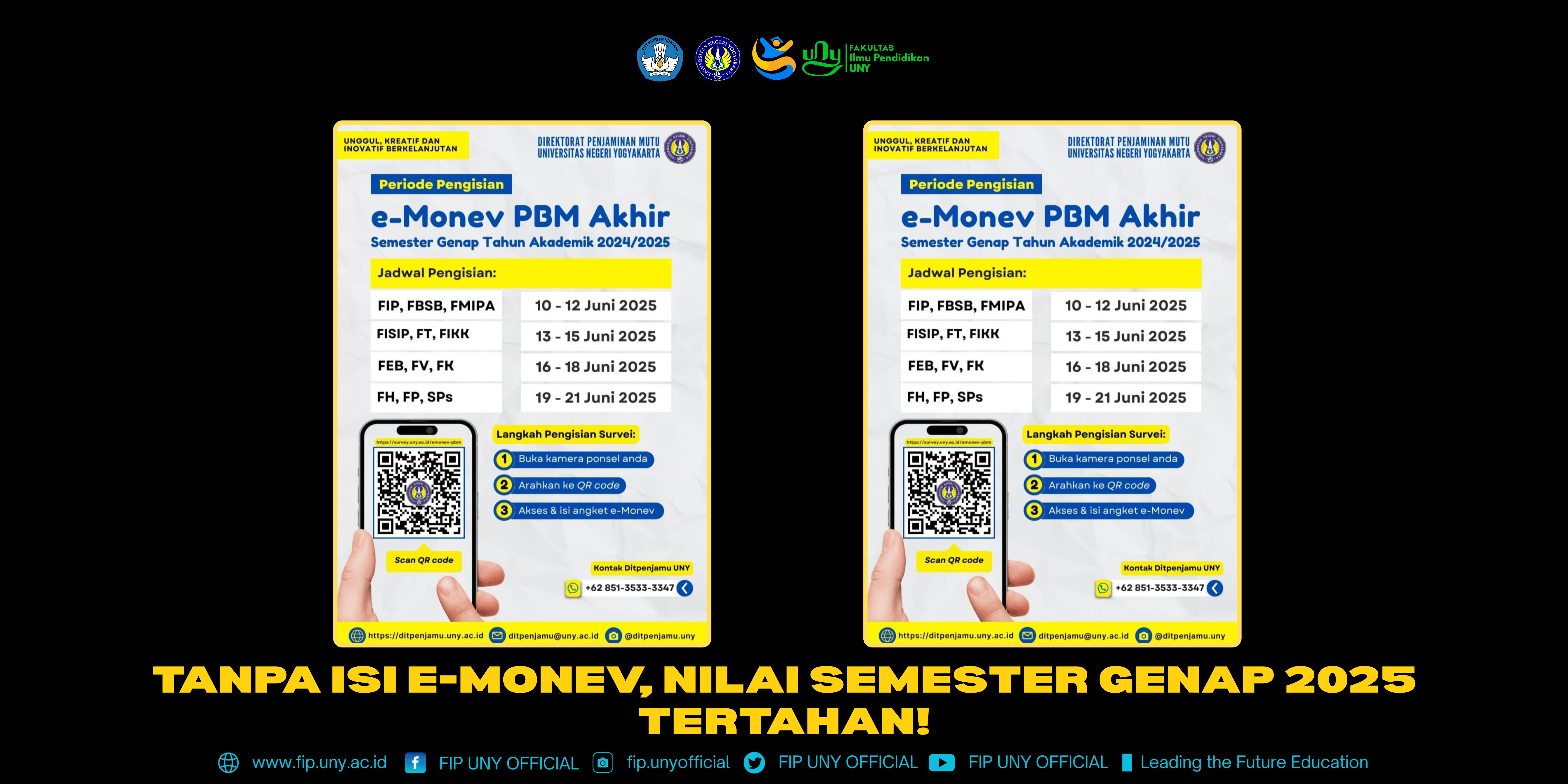 PENGISIAN EMONEV AKHIR SEMESTER GENAP 2024/2025 DI LINGKUNGAN FIP UNY | fip.uny.ac.id
